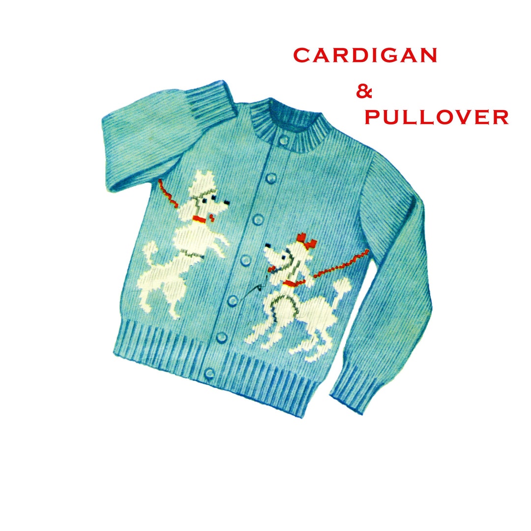50s Knit-to-fit 420 Poodles Cardigan and Pullover Sweater Knitting ...