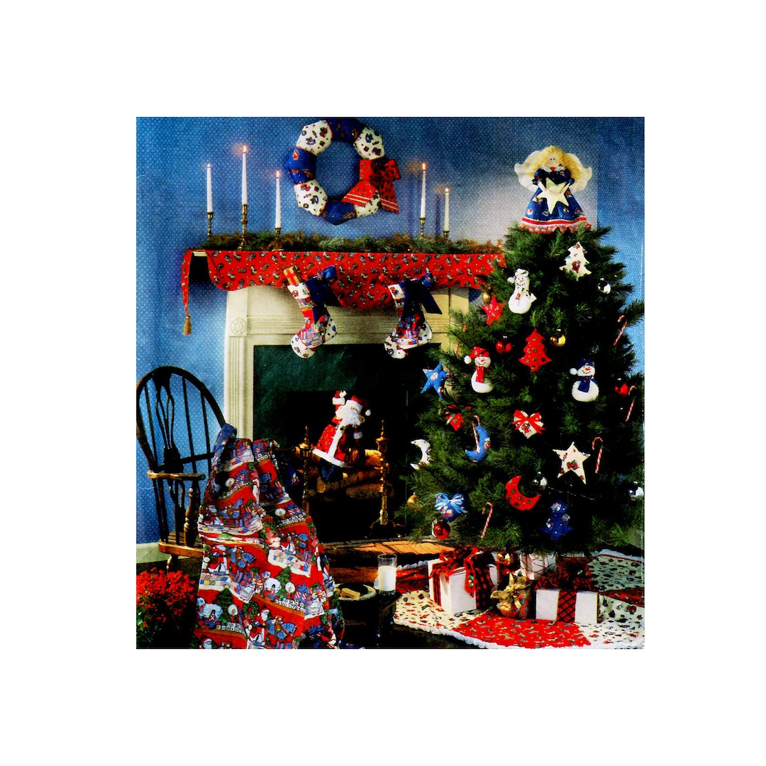 Simplicity 9327 Holiday Decor Tree Skirt Tree Topper Stocking Mantel ...