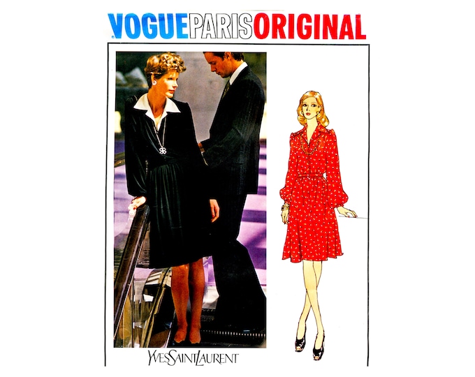 70s Vogue 9347 One-shoulder Dress in Evening or Cocktail Length W/stole ...