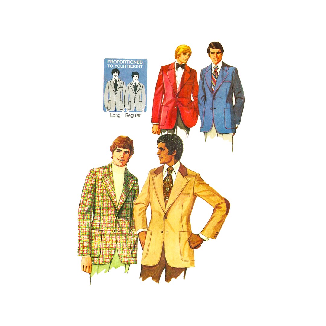 Simplicity 5217 Men's Sport Coat 1970s Sewing Pattern Proportioned Size ...
