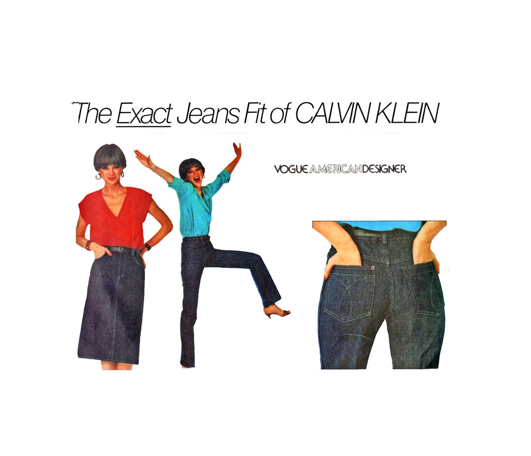 80s Vogue 2442 Calvin Klein Jeans Vintage Sewing Pattern Size 8 or Size ...