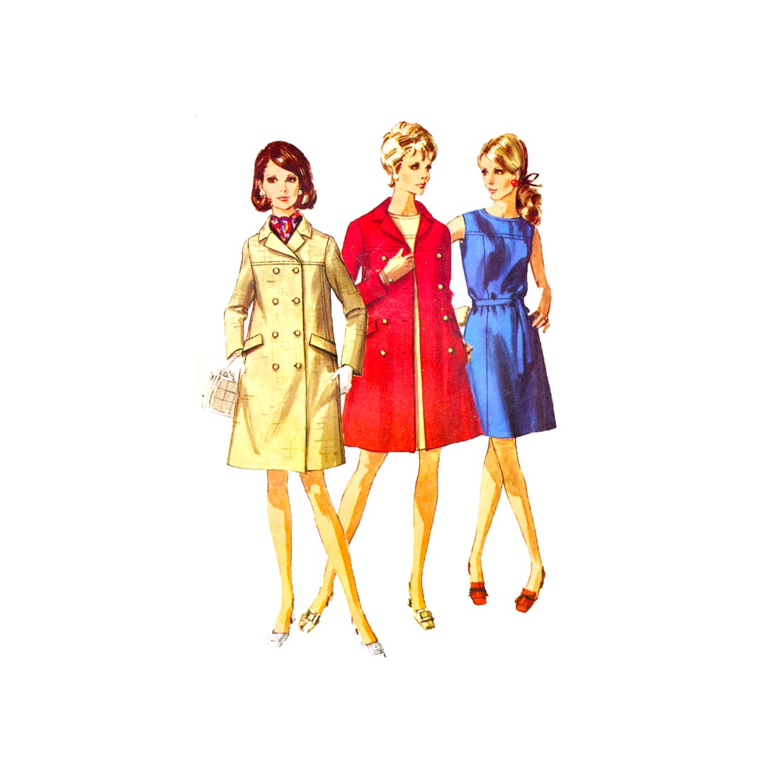 60s Simplicity 8043 Misses' Dress and Coat Vintage Sewing Pattern Size ...