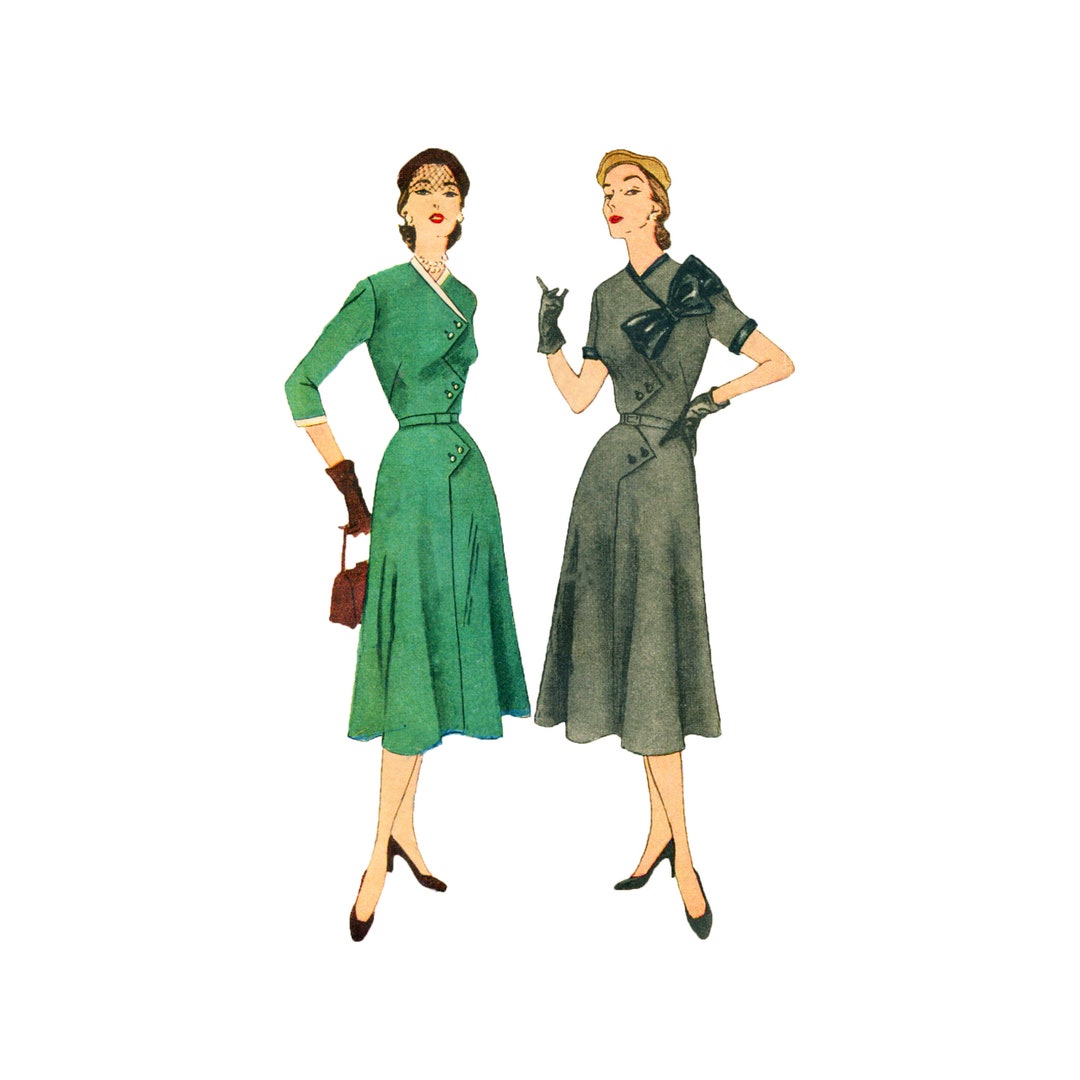 1950s Simplicity 3692 Dress Zig Zag Button Front Vintage Sewing Pattern ...