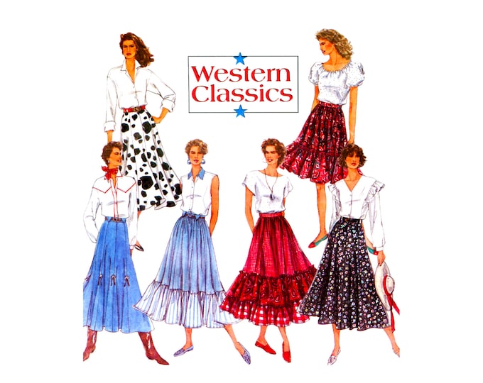 1990's Western Square Dance Skirts Pattern Simplicity 8193 Size 6-10 ...