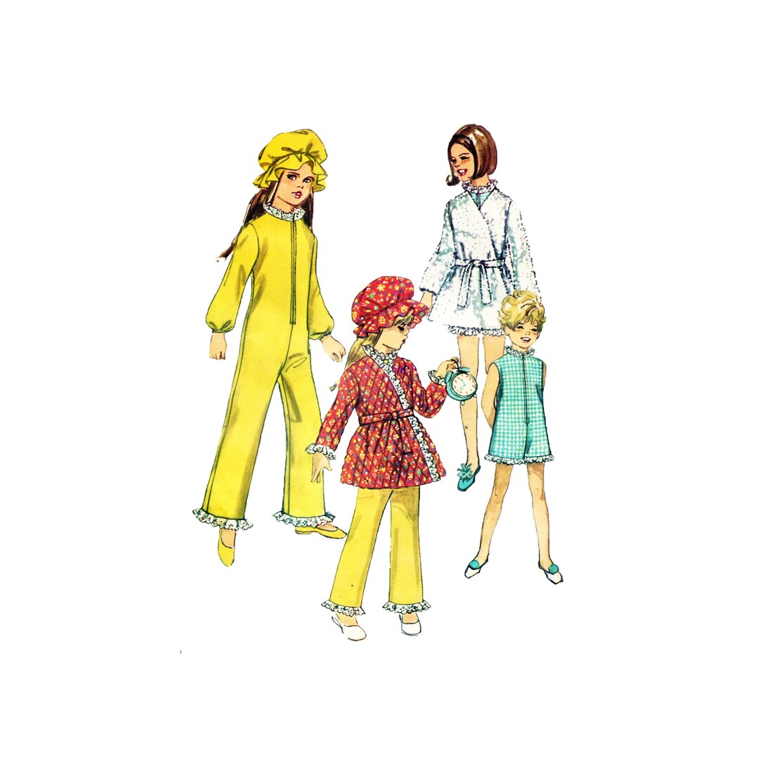 Vintage 60s Girls' Sleepwear Sewing Pattern: Simplicity 8528, Size 4 or ...