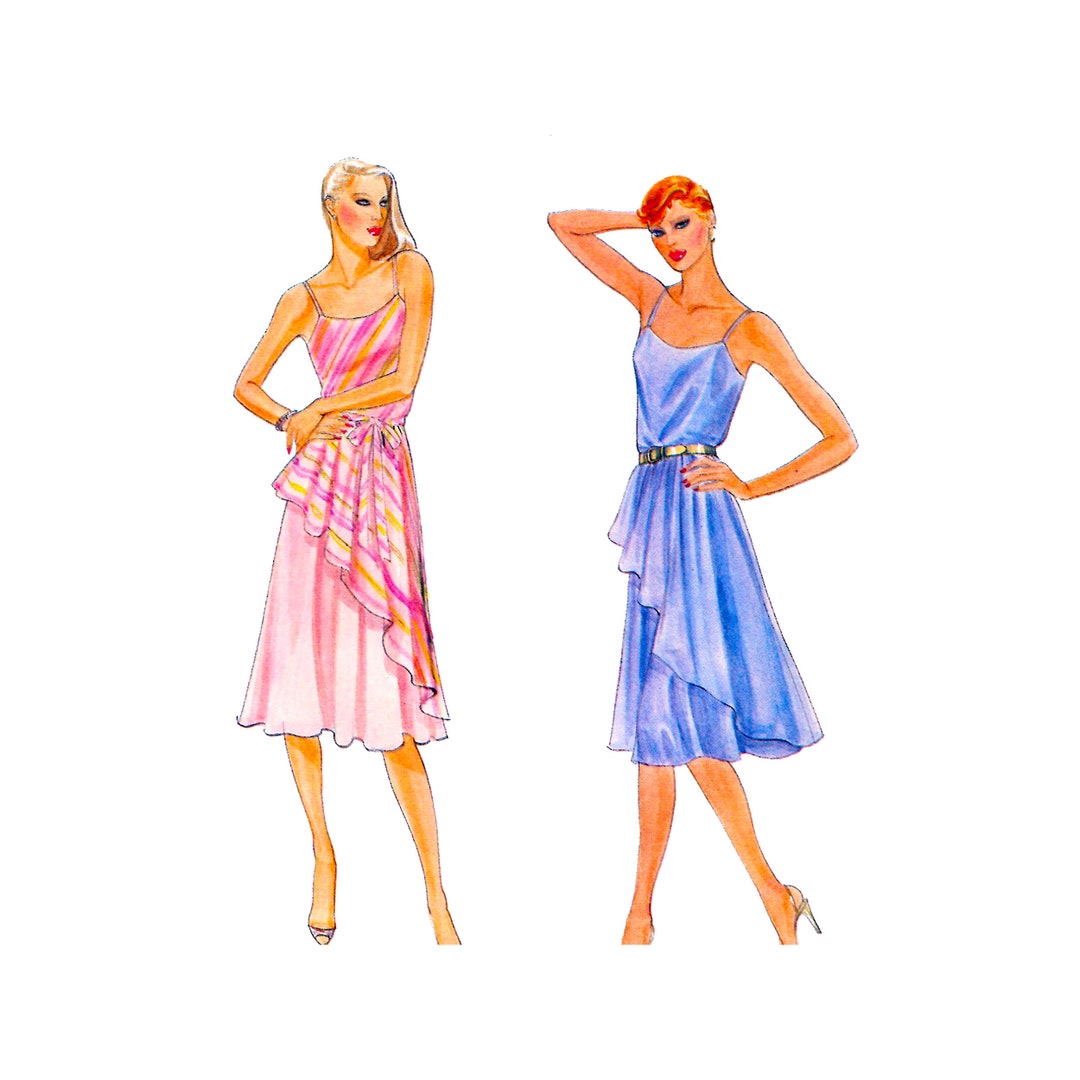 70s Misses' Bias Slip Dress W/ Overskirt Pattern Vogue 7945 Vintage ...