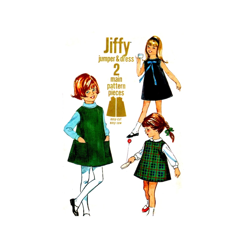 1960s A-line Jumper Dress Sewing Pattern - Simplicity 6113 Size 3 or 5 ...
