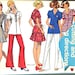 70s Simplicity 9833 Sailor Mini Dress or Skirt and Blouse Bell Bottoms ...