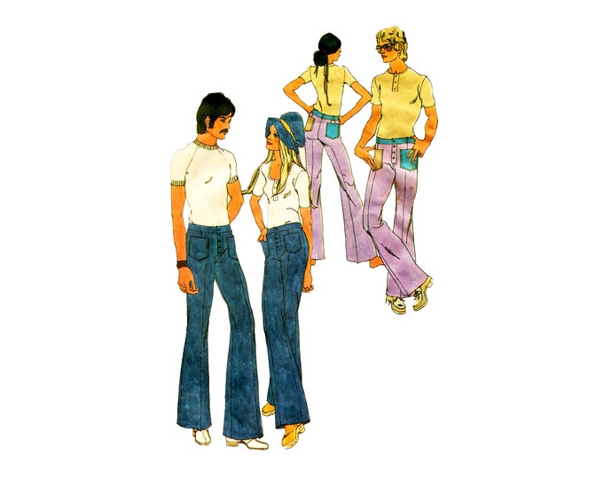 1970s Simplicity 9483 Hip Hugger Bell Bottom Pants Vintage Sewing ...