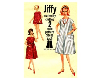 60s Advance 9932 Maternity Jumper and Blouse Vintage Sewing Pattern ...