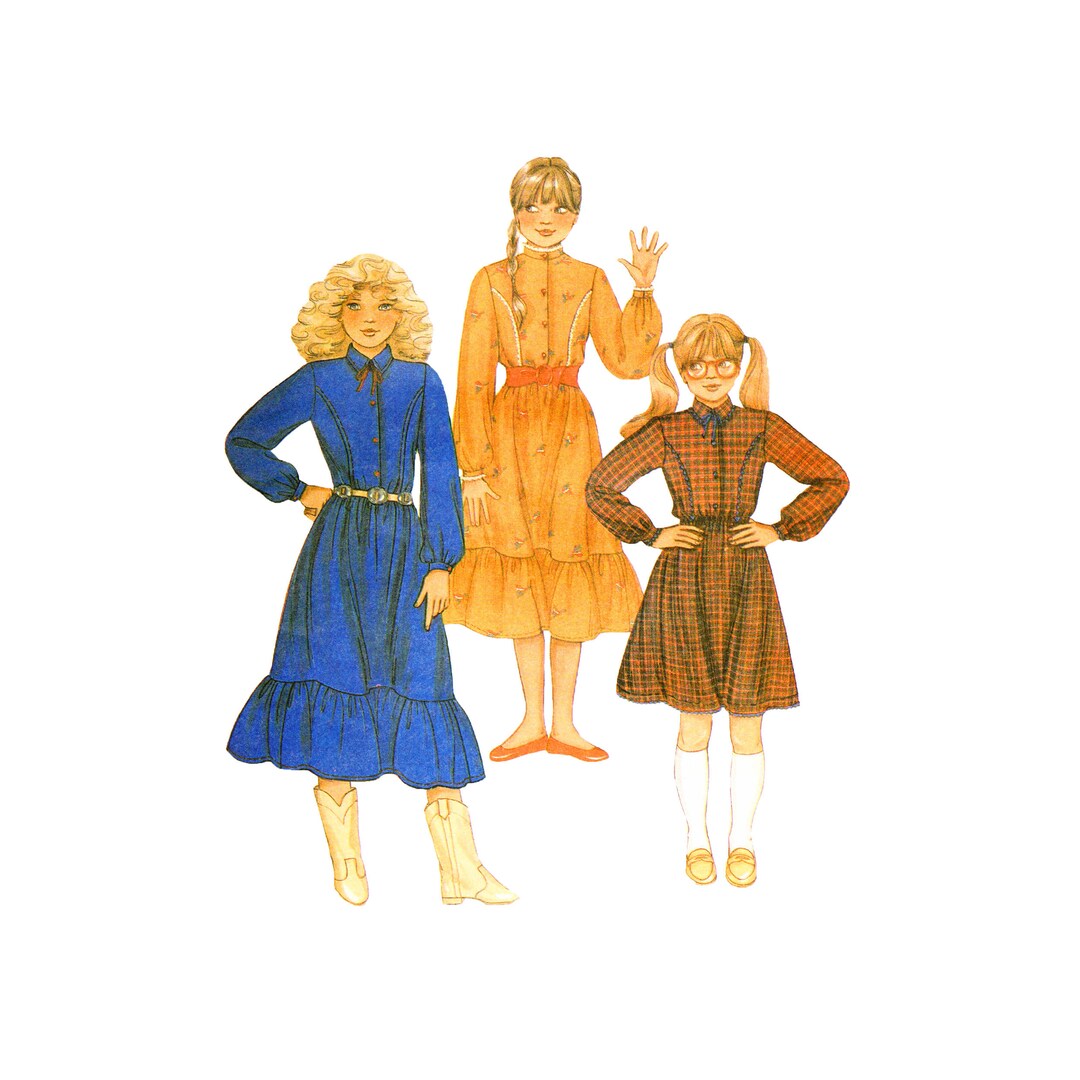 Girls' Prairie Style Dress Pattern Mccall's 8224 Vintage Sewing Pattern ...