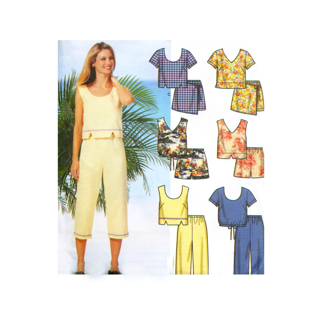 Simplicity 7234 Crop Top, Capri Pants, Shorts, Skort Vintage Sewing ...