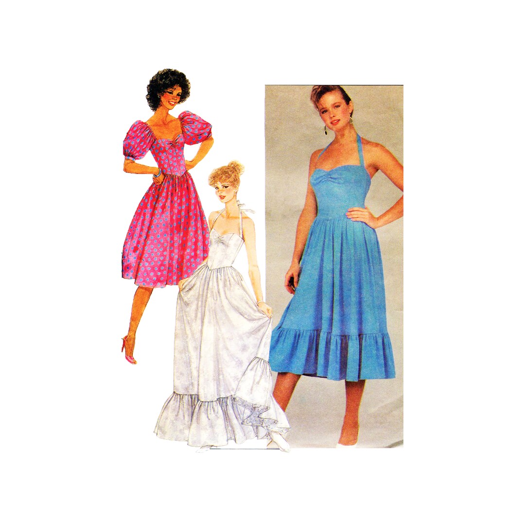 80s Mccall's 8542 Halter Dress in 2 Lengths Vintage Sewing Pattern Size 12 Bust 34 - Etsy