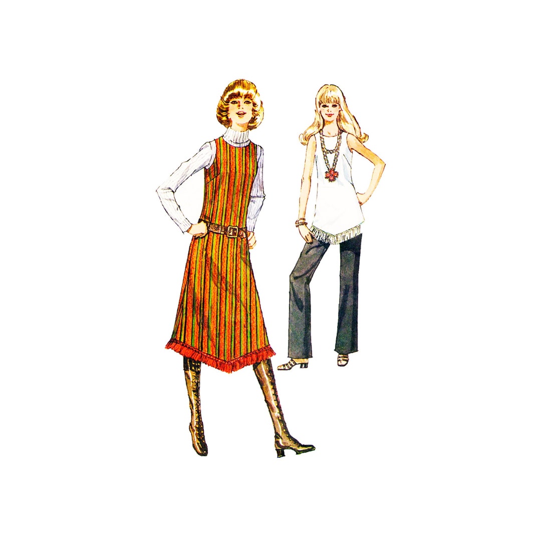 70s Jiffy Sewing Pattern: Midi-jumper, Tunic & Pants, Bust 34 - Etsy