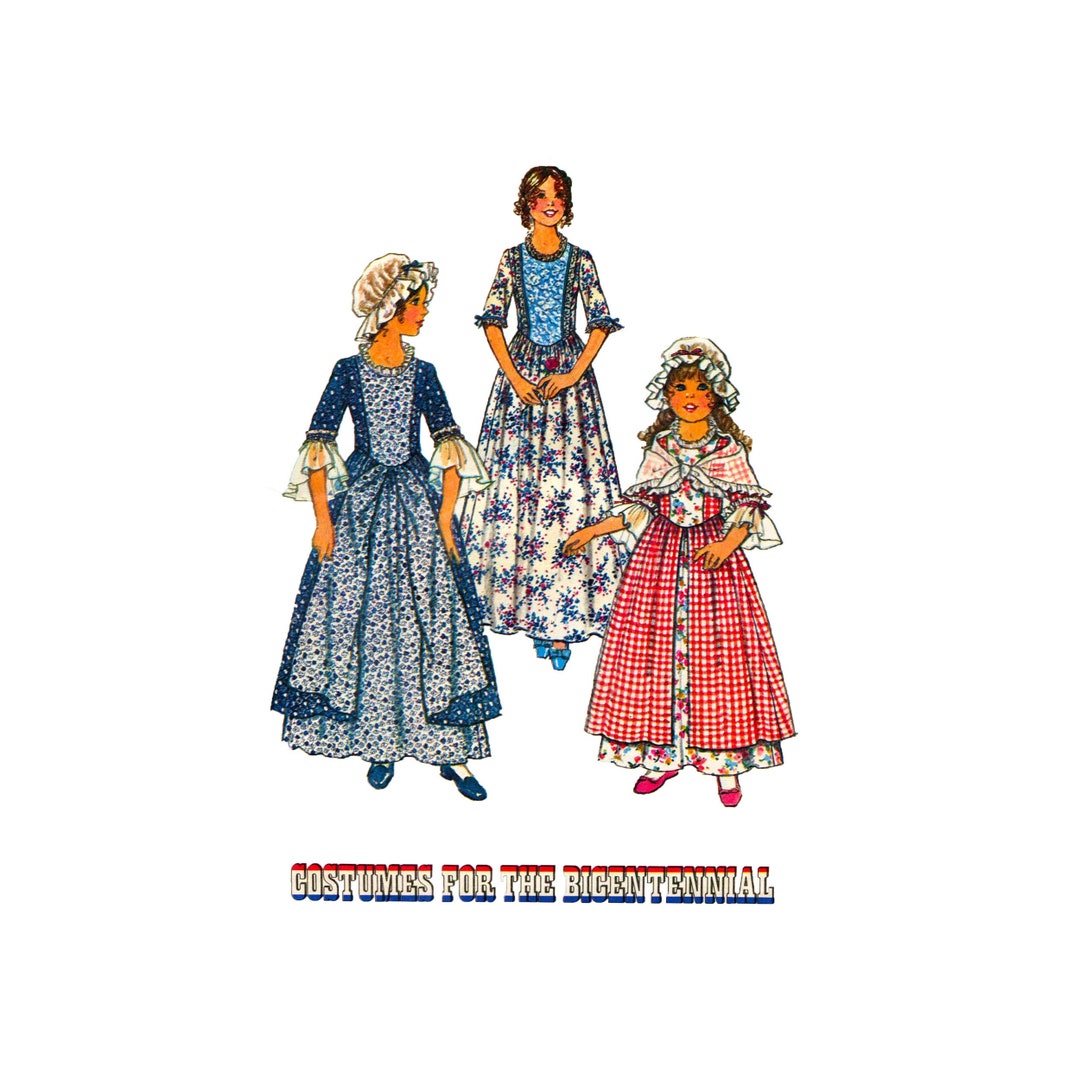 70s Simplicity 6828 Girls' Bicentennial Dresses Costume Vintage Sewing ...