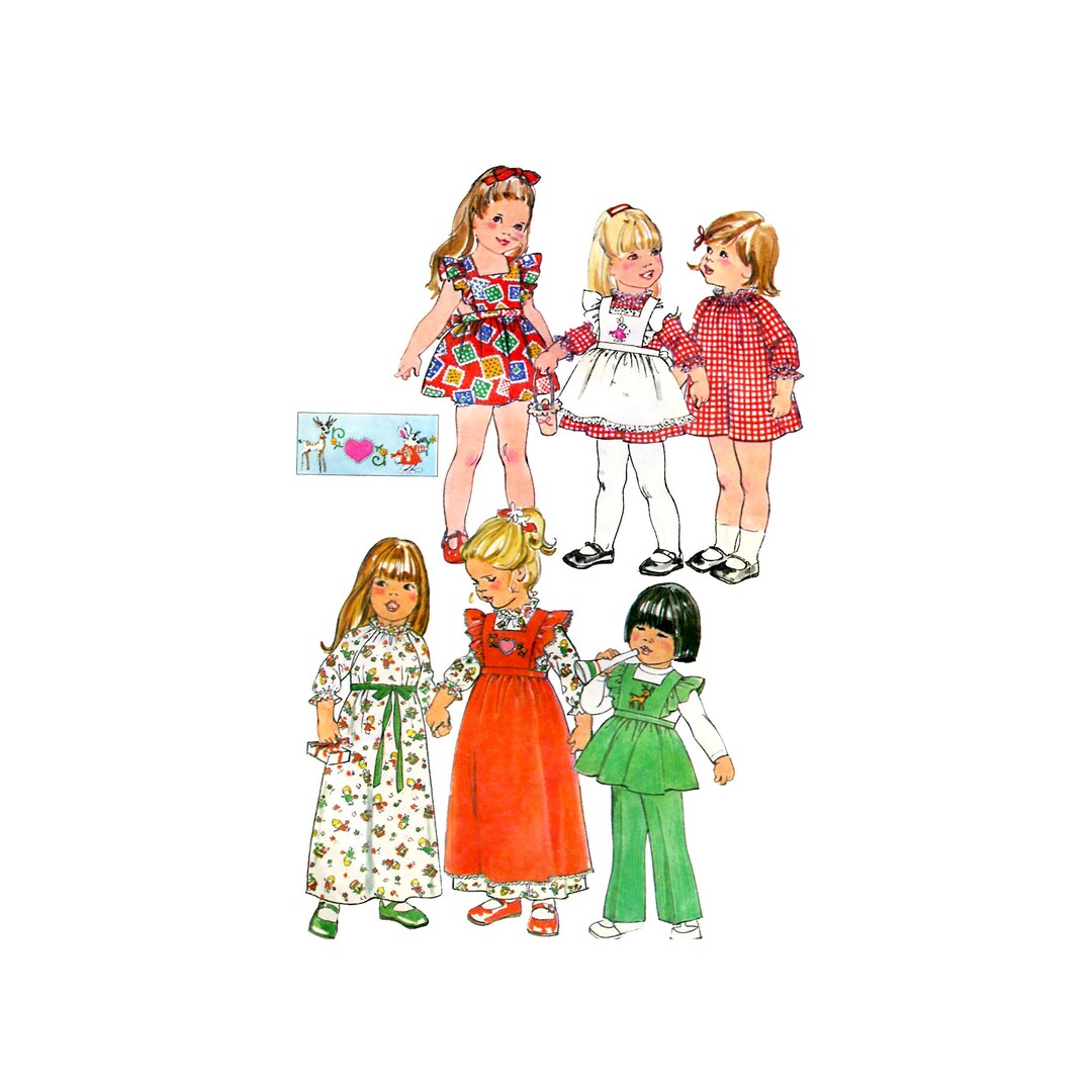 Vintage 70s Toddler Dress & Pinafore Sewing Pattern Simplicity 7197 ...