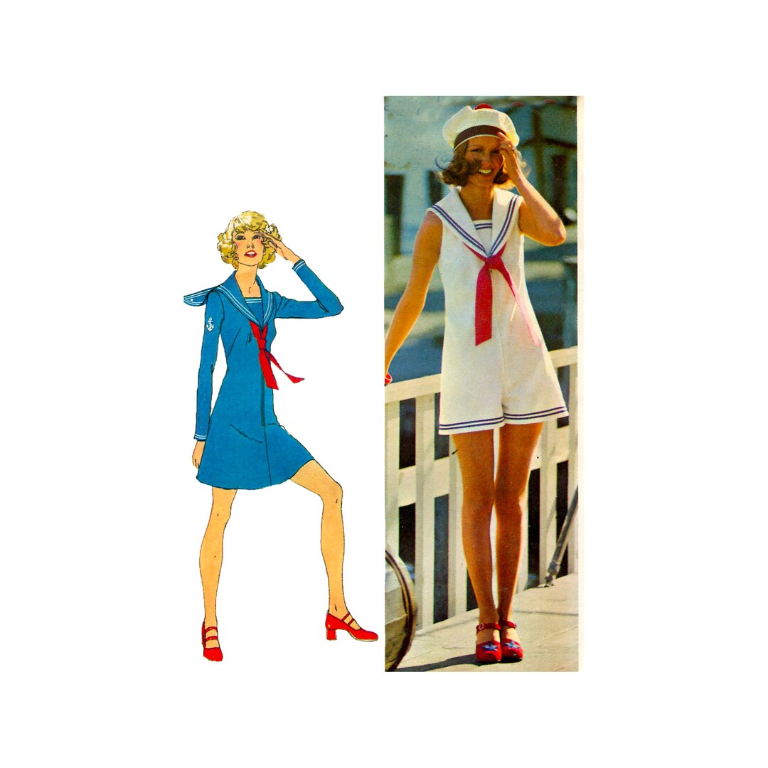 70s Simplicity 9982 Mini Sailor Dress or Romper Vintage Sewing Pattern ...