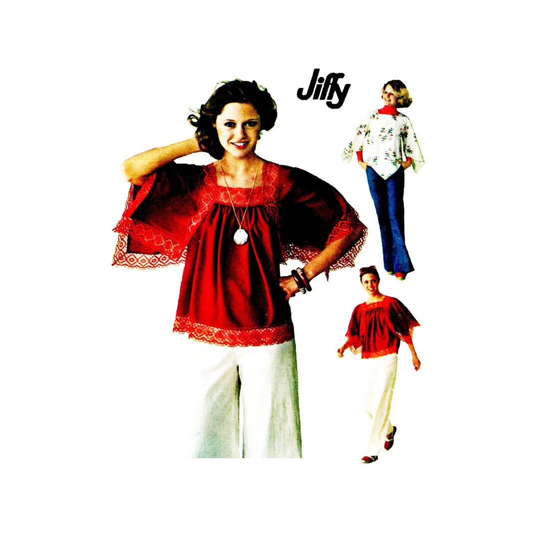 70s Misses Pullover Boho Tops Pattern Simplicity 7569 Vintage - Etsy