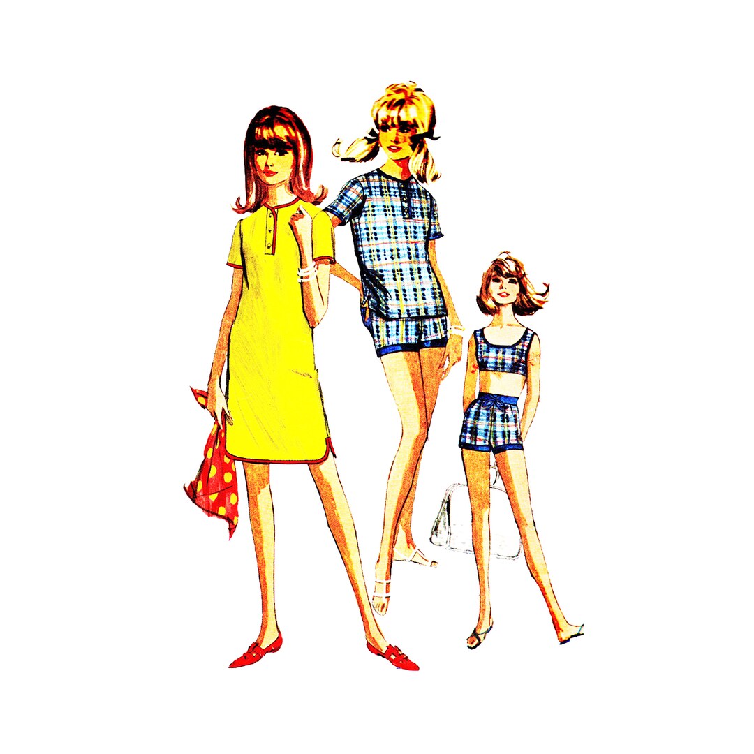 60s Simplicity 6500 Bathing Suit and Beach Shift Dress Vintage Sewing ...