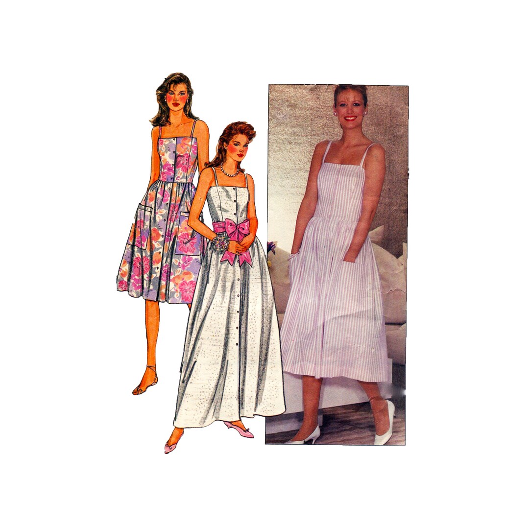 80s Butterick 4914 Sundress 2 Lengths Vintage Sewing Pattern Size 6-10 ...