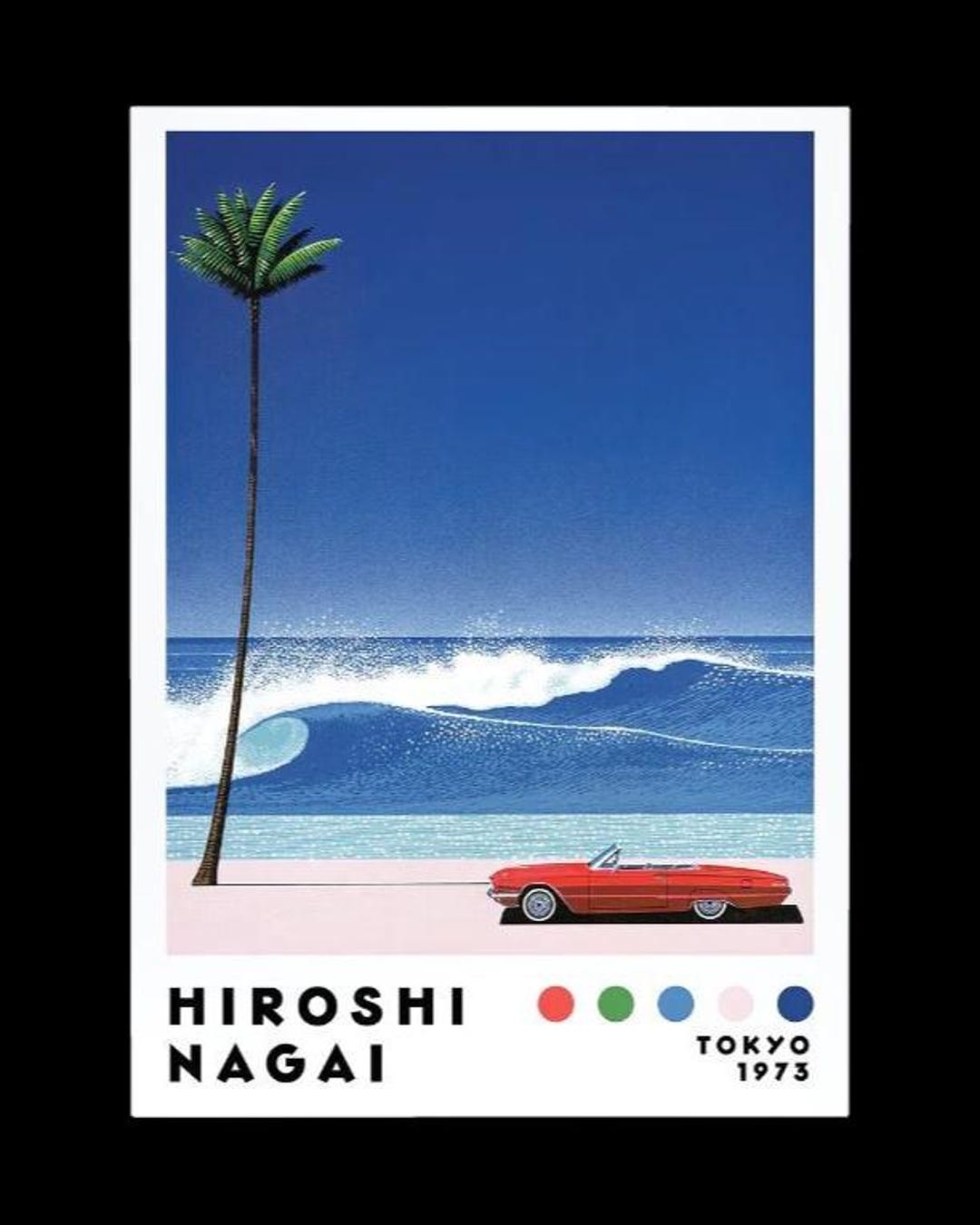 Japanese Retro Beach Poster Print, Tropical Wave Wall Art, Vintage ...
