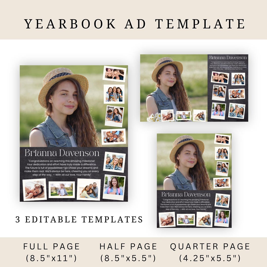 Yearbook Ad Template Canva Editable, Graduation Tribute, Senior Photo ...