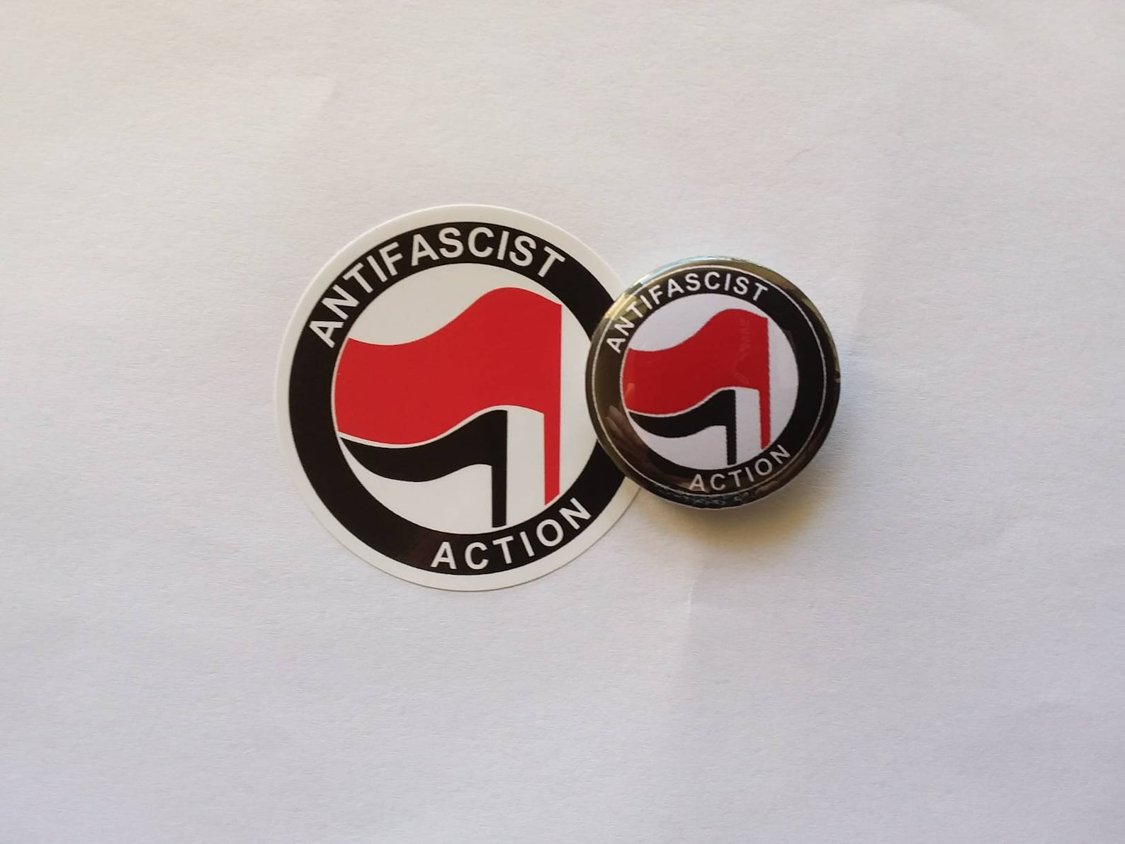 ANTIFA Pin Sticker, BADGE Political, Protest, Anti Fascist Action ...