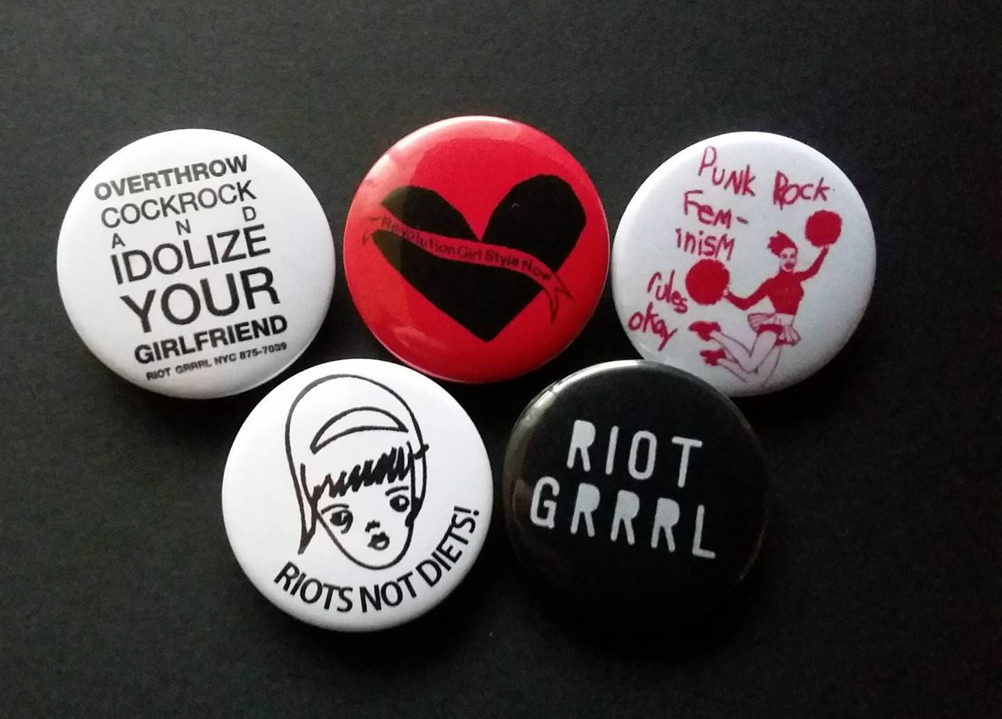 RIOT Grrrl Pin BADGE Pack 5 PINS Free Sticker | Etsy