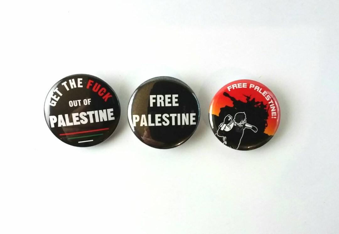 FREE PALESTINE- Badges/pins Pack of 3 Anarchist, Soldarity PROTEST Pins ...