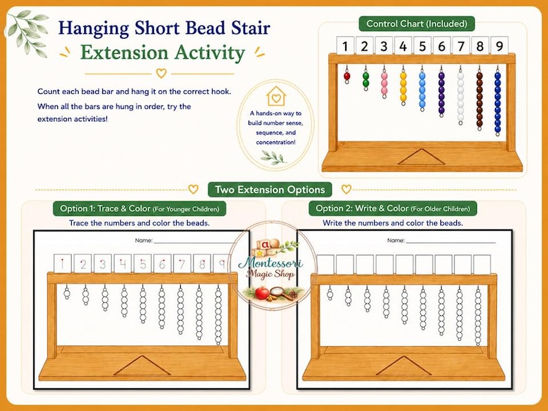 Montessori Short Bead Stair Printable Math Worksheets (digital Download ...