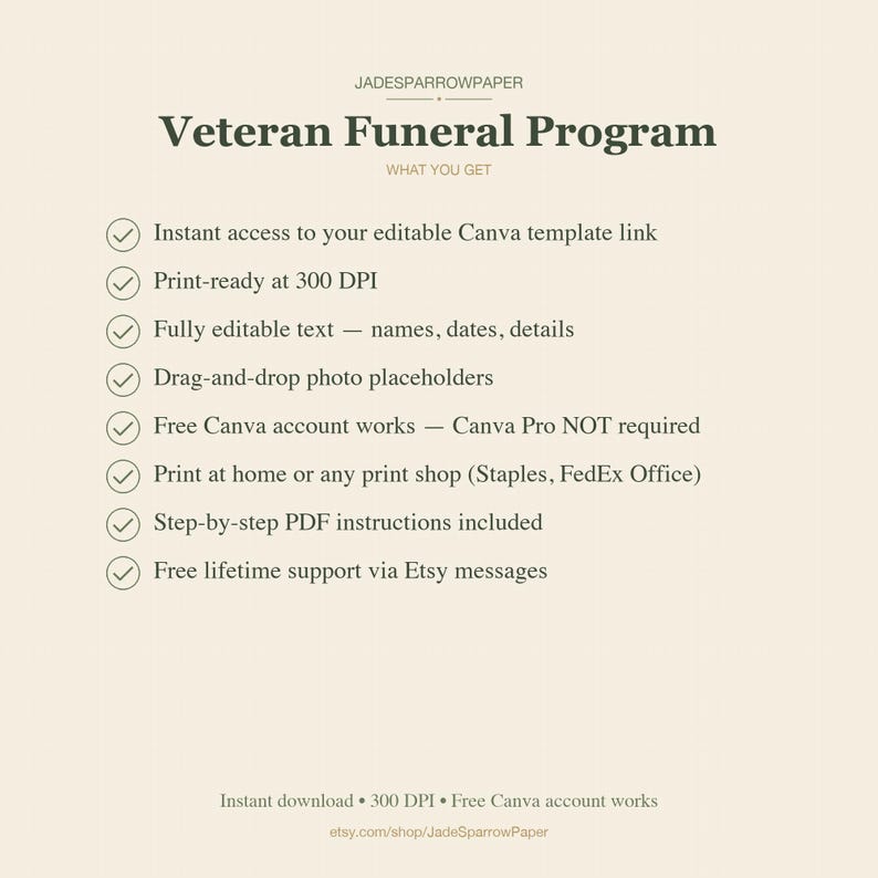 Veteran Funeral Program Template | Military Memorial Service | Editable ...