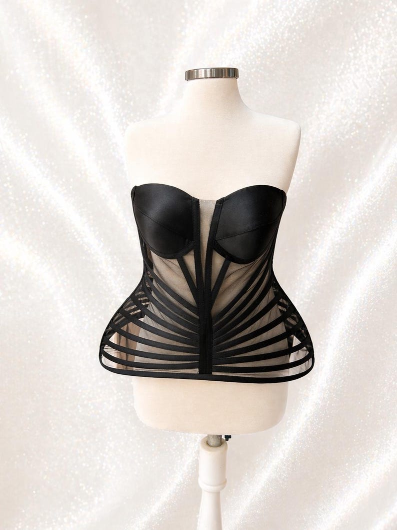 Octopus Corset Top, Sheer Bustier, Strapless Mesh Boned Corset, Party ...