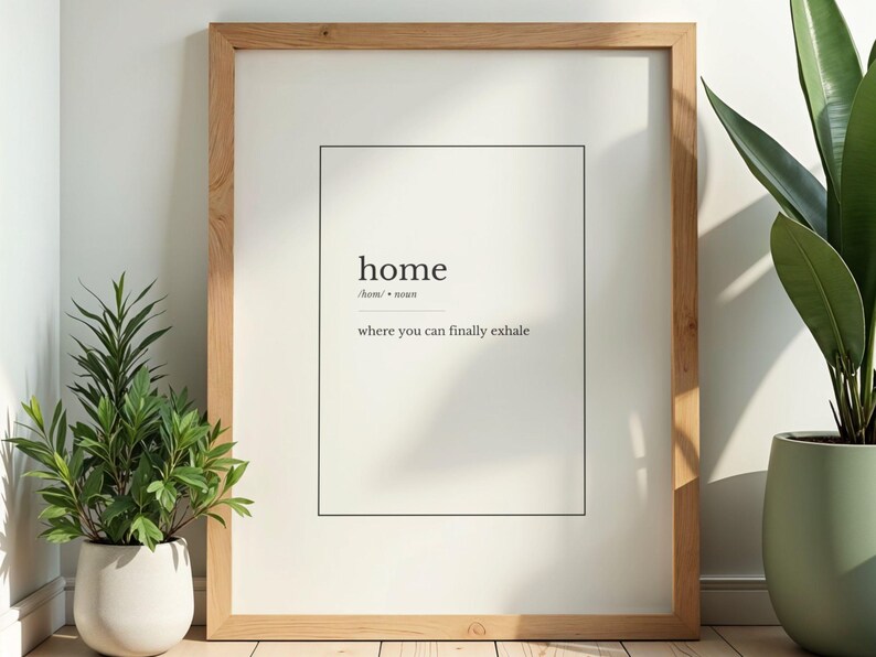 Home Definition Print | Neutral Minimalist Wall Art | Beige Typography ...