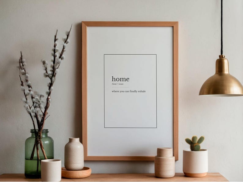 Home Definition Print | Neutral Minimalist Wall Art | Beige Typography ...