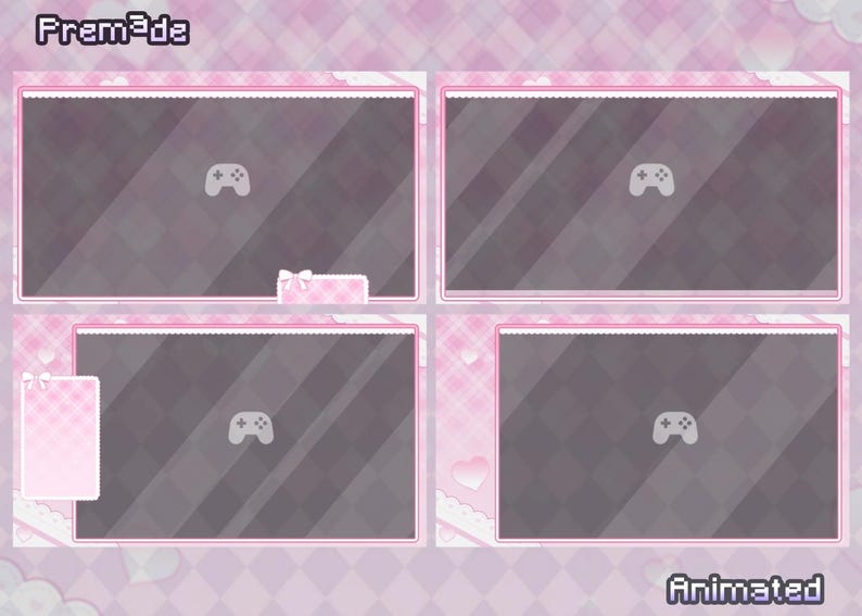 Simple Pink Heart Stream Overlay Package, Kawaii Theme for Twitch ...
