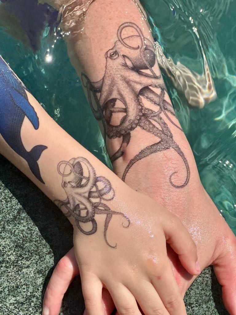 Matching Octopus Wrap Temporary Tattoo – Large 16x14cm + Small 8cm ...
