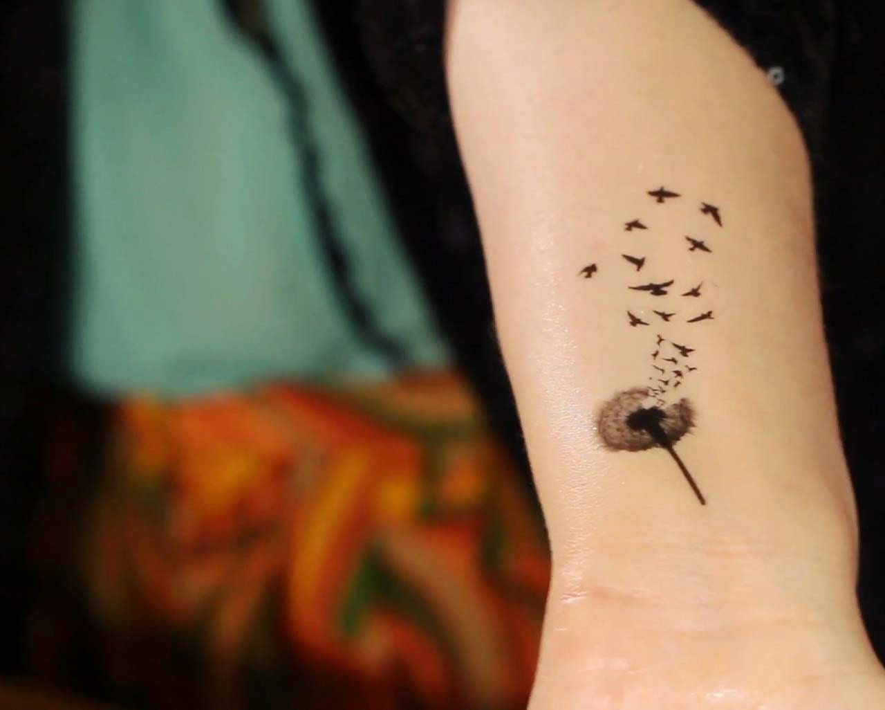 Dandelion Bird Tattoo On Foot