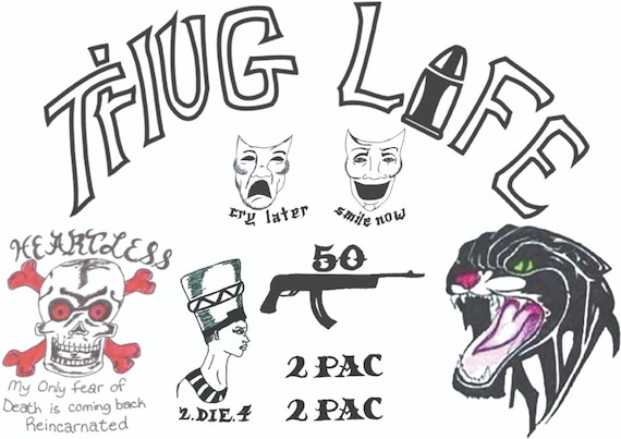 Tupac Thug Life Tattoo Stencil