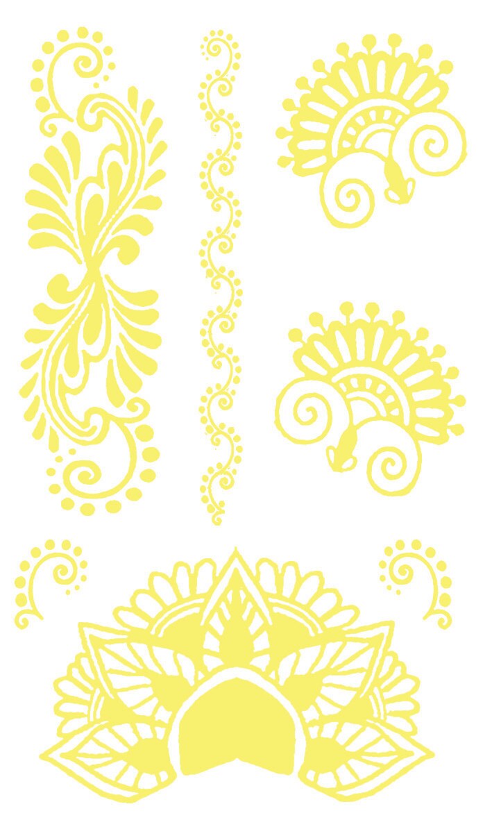 Metallic Gold Henna Temporary Tattoo Set. *high Quality Die Cut ...
