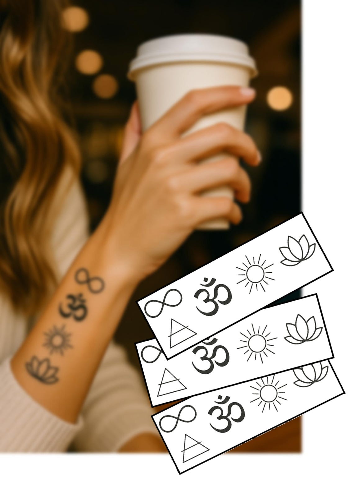 Mini Spiritual Symbol Temporary Tattoos – Om, Lotus, Infinity & Sun ...
