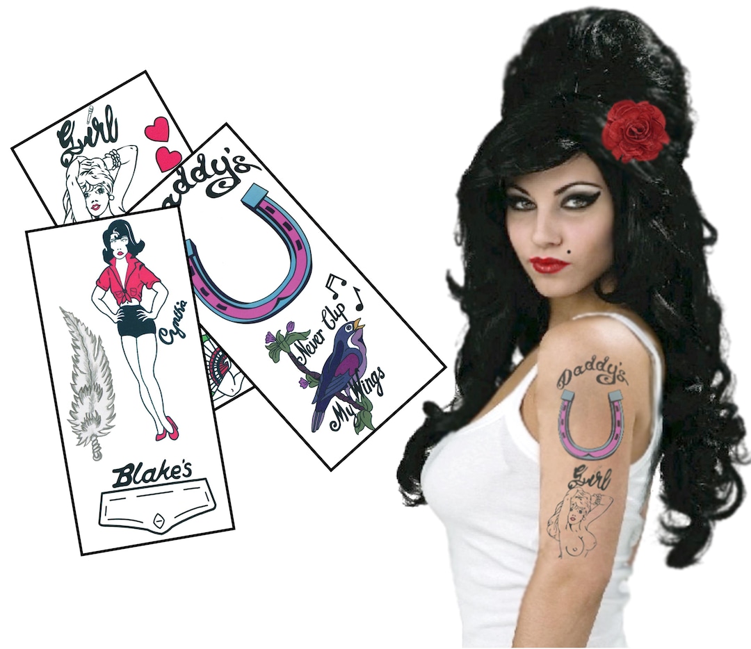 Back to Black Inspired Fake Tattoo Set for Costume & Tribute – Skin ...