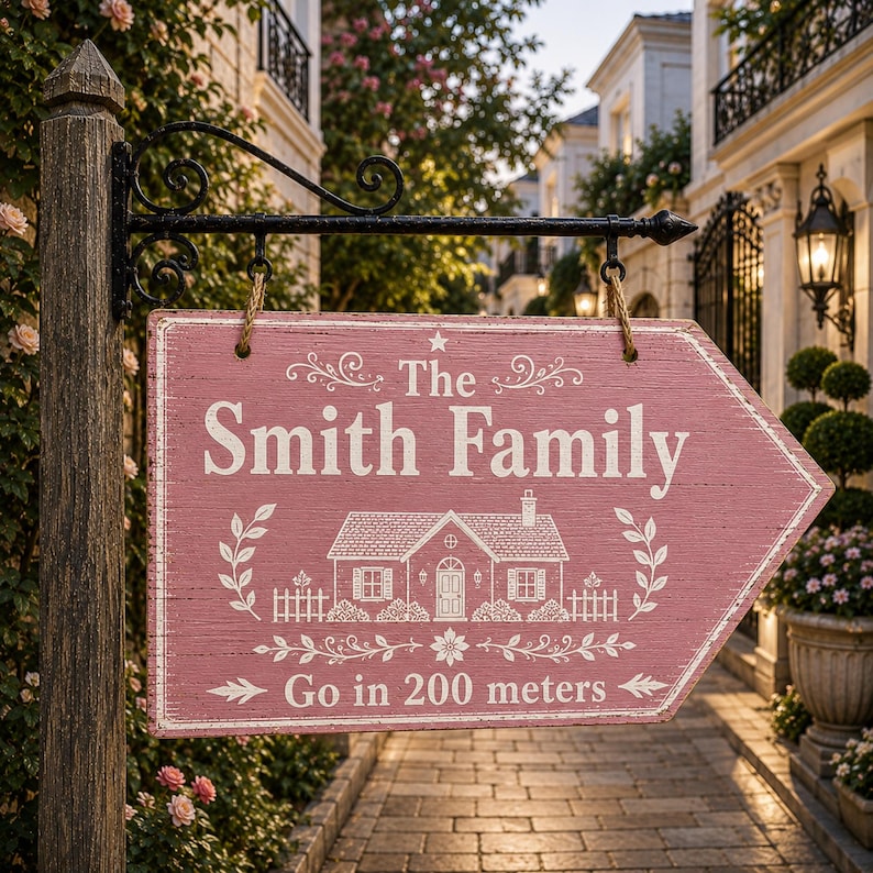 The Smith Family Directional Sign – Rustic Arrow Wooden Plaque ...