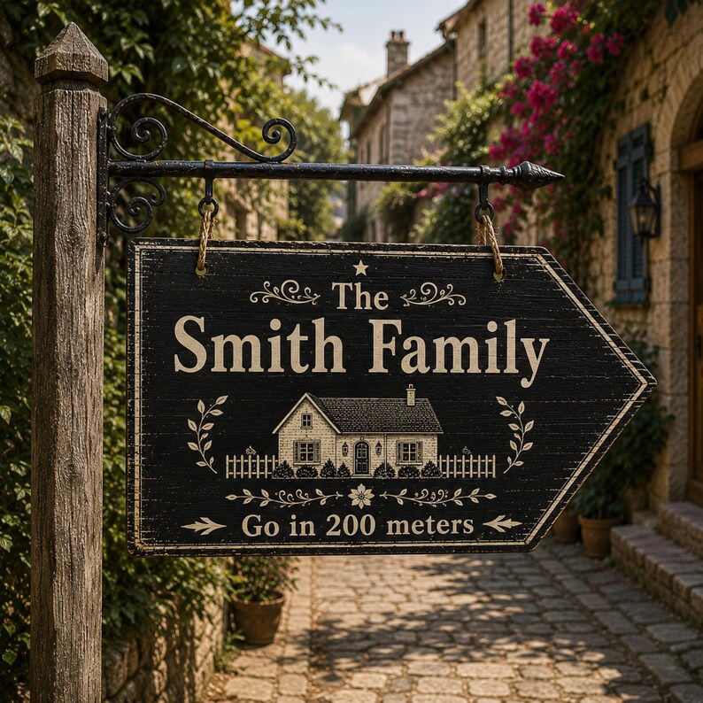 The Smith Family Directional Sign – Rustic Arrow Wooden Plaque ...