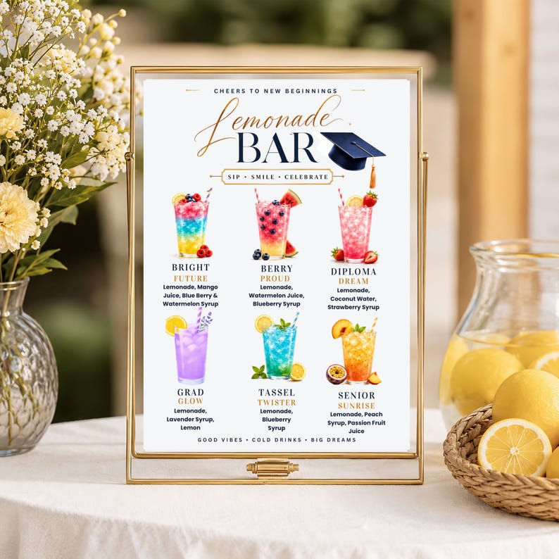 Lemonade Bar Sign, Wedding Drink Menu, Signature Drinks Bar Decor ...