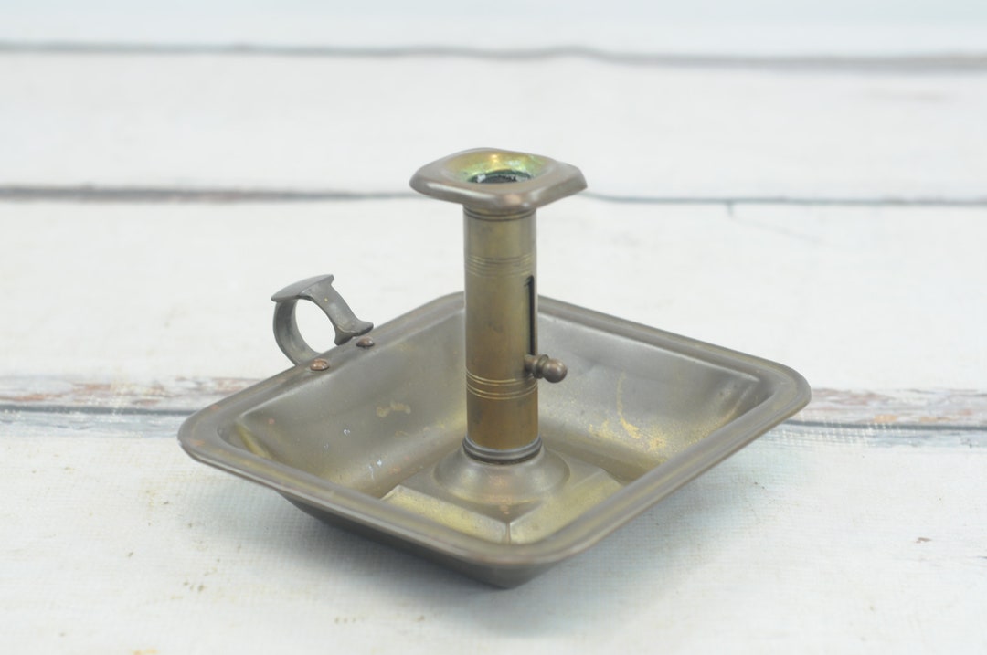 Antique Colonial Push up Pin Brass Chamber Stick Holder Beautifully ...
