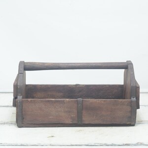Vintage Wood Tote Box Crate Wood Box With Wood Handle Farmhouse ...