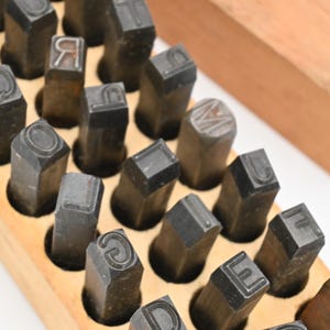 Vintage Metal Steel Dies Stamps Punches Alphabet Wood Block 3/8" Mixed ...