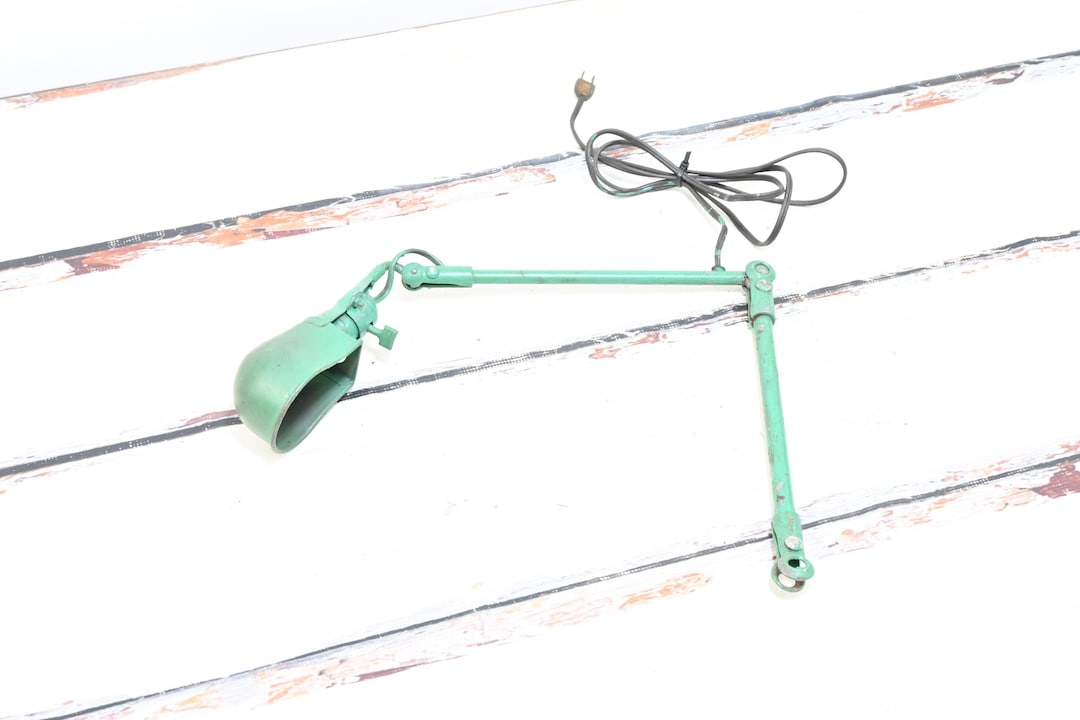 Vintage . Industrial Green Articulating Machine Age Lamp Light Shop ...