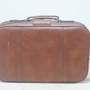 Vintage . Brown Soft Side Retro Mid-century Suitcase Luggage Bag ...