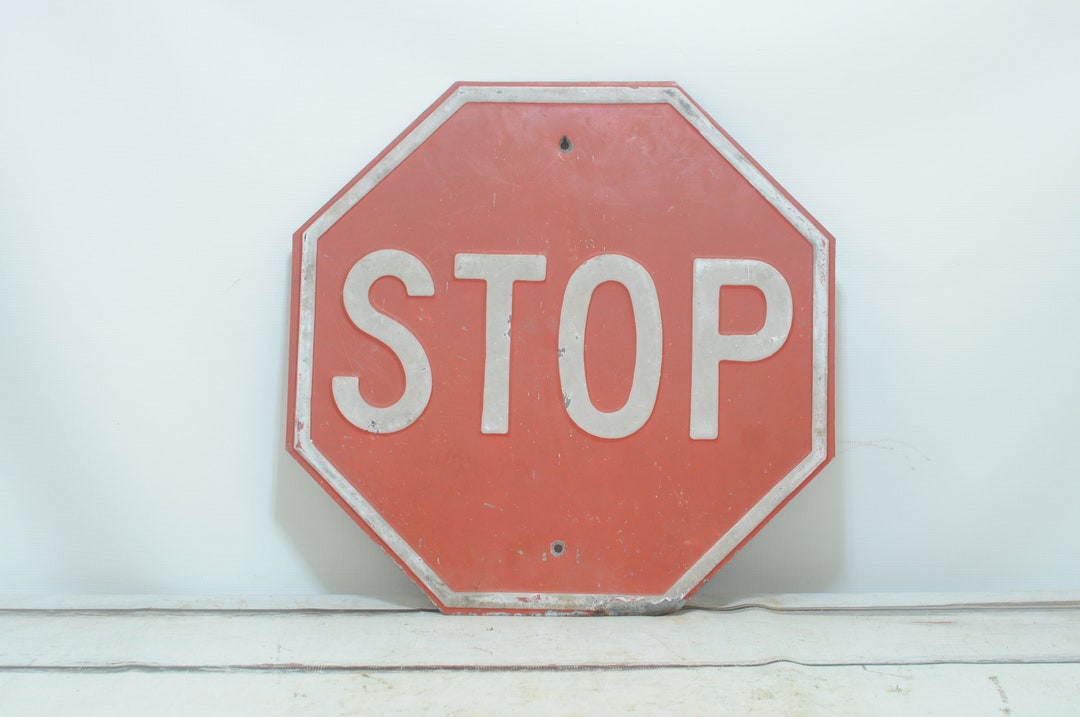 Vintage Retired Embossed Stop Sign Red and White Street Sign 24x24 ...